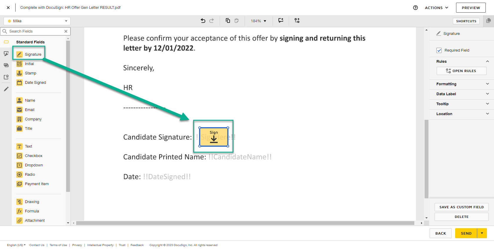 Hoe verzend ik een Docusign-document?