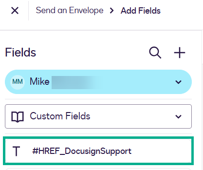 How do I create a hyperlink in a Docusign document?