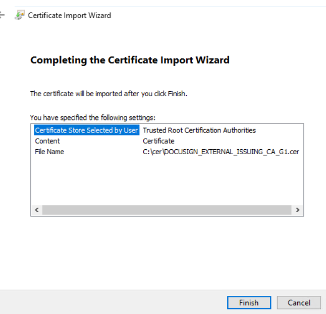 How to distribute the Docusign External Certificate Authority to Client ...